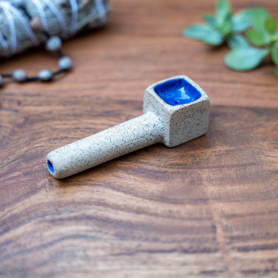 Pottery Smoking Pipe 70s Retro Design Handmade Clay Pipes Large Glass ...
