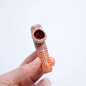 Small Pottery Smoking Pipe - Red Orange Textures - Handmade Clay Pipes ...