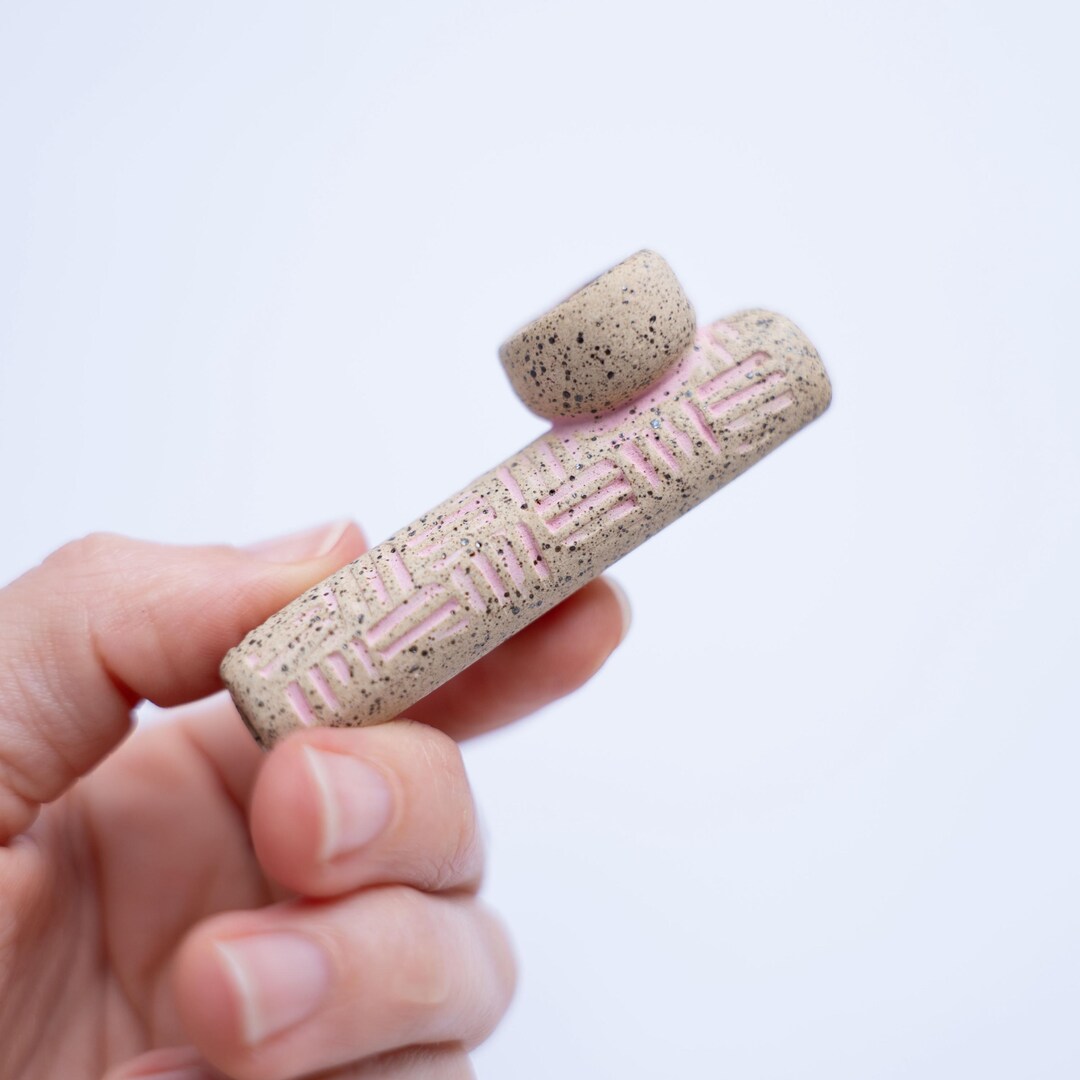 Small Pottery Smoking Pipe - Light Pink Textures - Handmade Clay Pipes ...