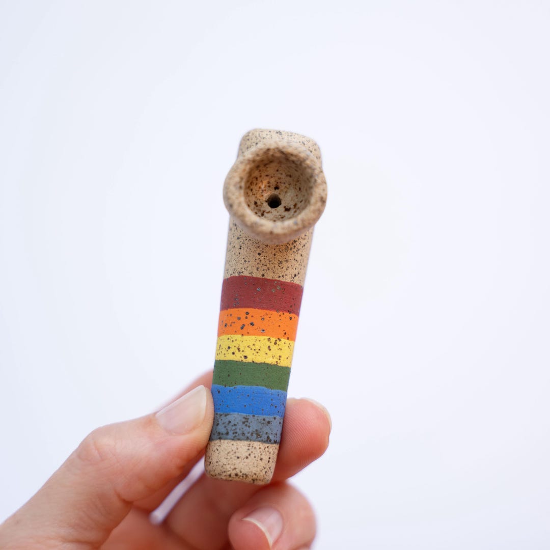 Small Pottery Smoking Pipe - LGBT Pride - Gay Rainbow - Handmade Clay ...