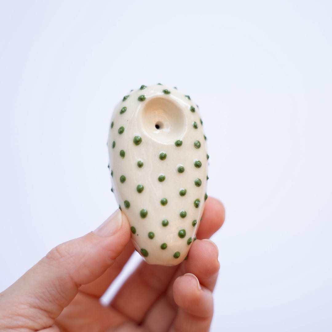 Pottery Smoking Pipe - Green Texture Bumps - Handmade Clay Pipes ...