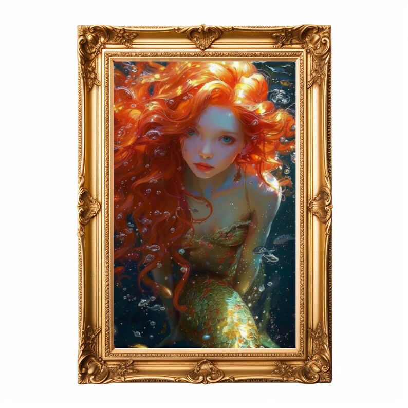 Seafoam Sonata Mermaid Oil Painting, Mermaid Wall Art, Ocean Print ...