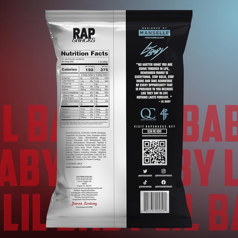 Rap Snacks Lil Baby All in Hot Potato Chips 2.5 Oz Bags Pack of 3 - Etsy