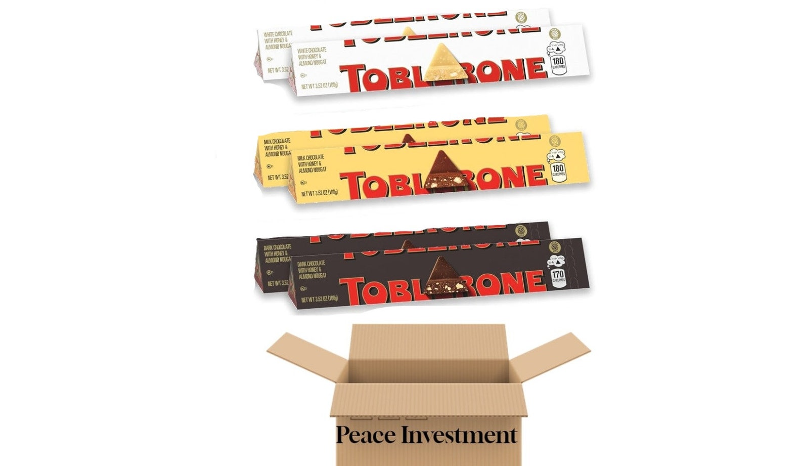 Toblerone Chocolate Variety Pack (milk Chocolate, Dark Chocolate, White ...