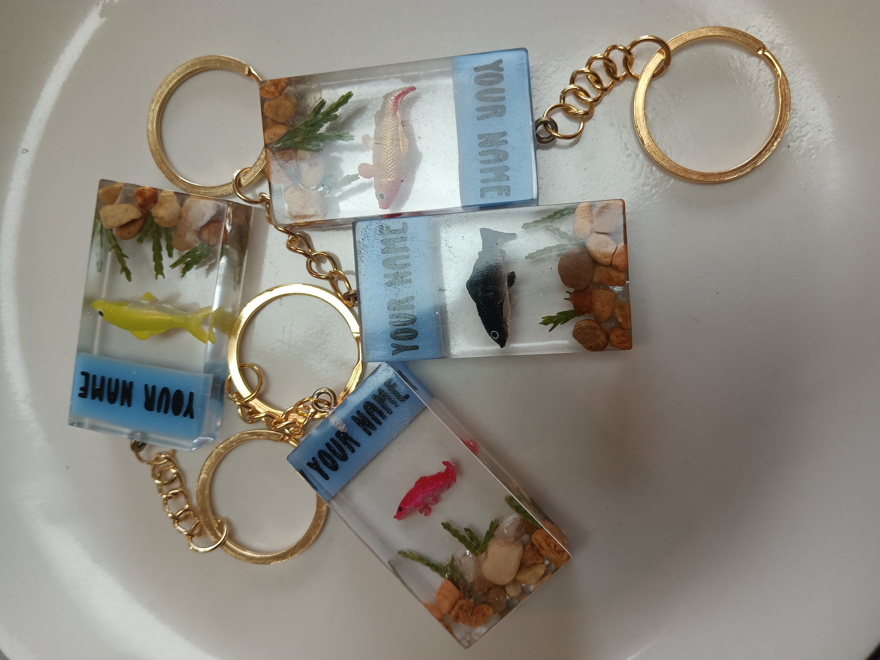 Fish Tank Keychain, Mini Aquarium Key Ring, Fish Pond Gift ...