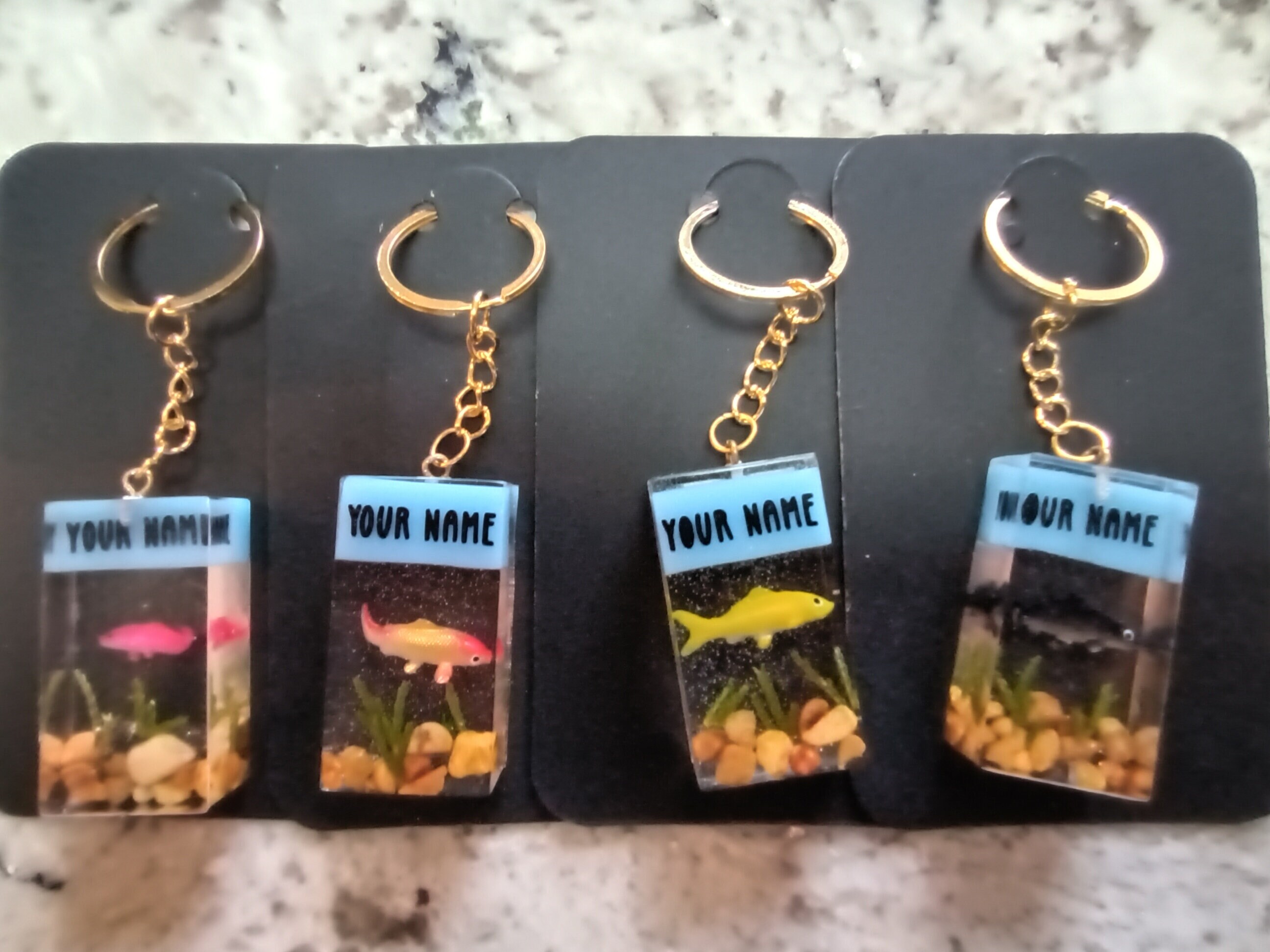 Fish Tank Keychain, Mini Aquarium Key Ring, Fish Pond Gift ...