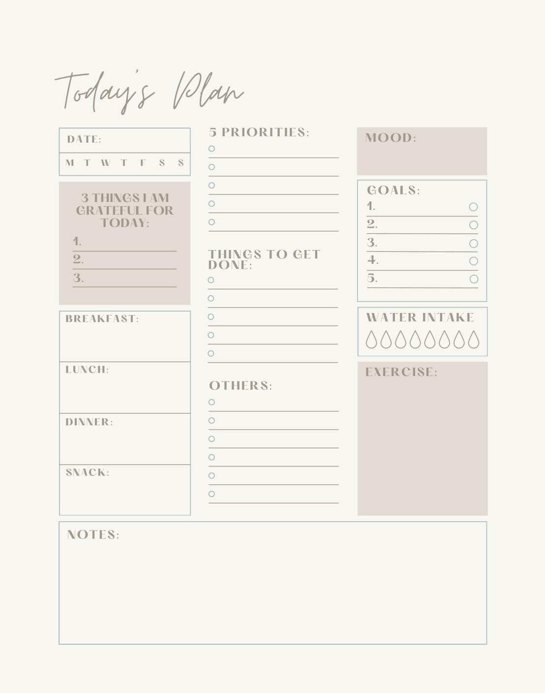 Daily Planner - Printable - Etsy