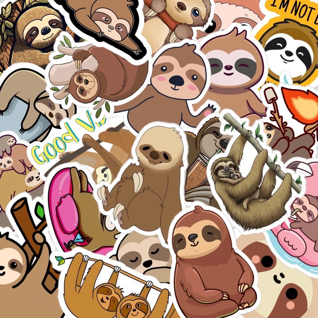 40 Piece Cute Baby Sloth Sticker Pack Water Bottle Stickers Laptop ...