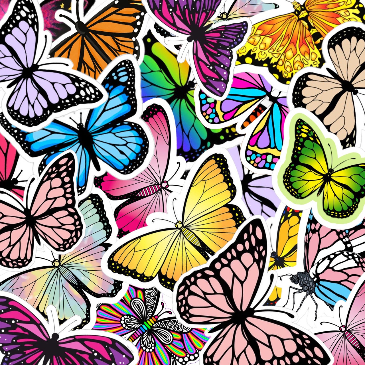 40 Piece Cute Butterfly Sticker Pack Butterflies Stickers Water Bottle ...