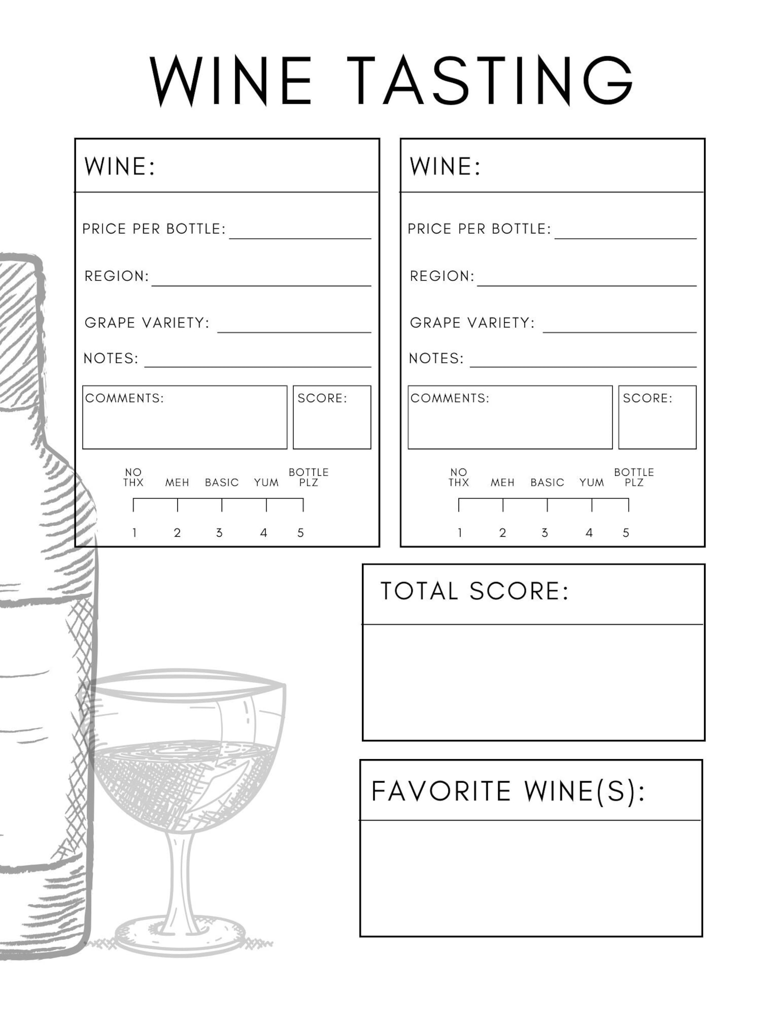 Wine Tasting Game Digital Download - Etsy