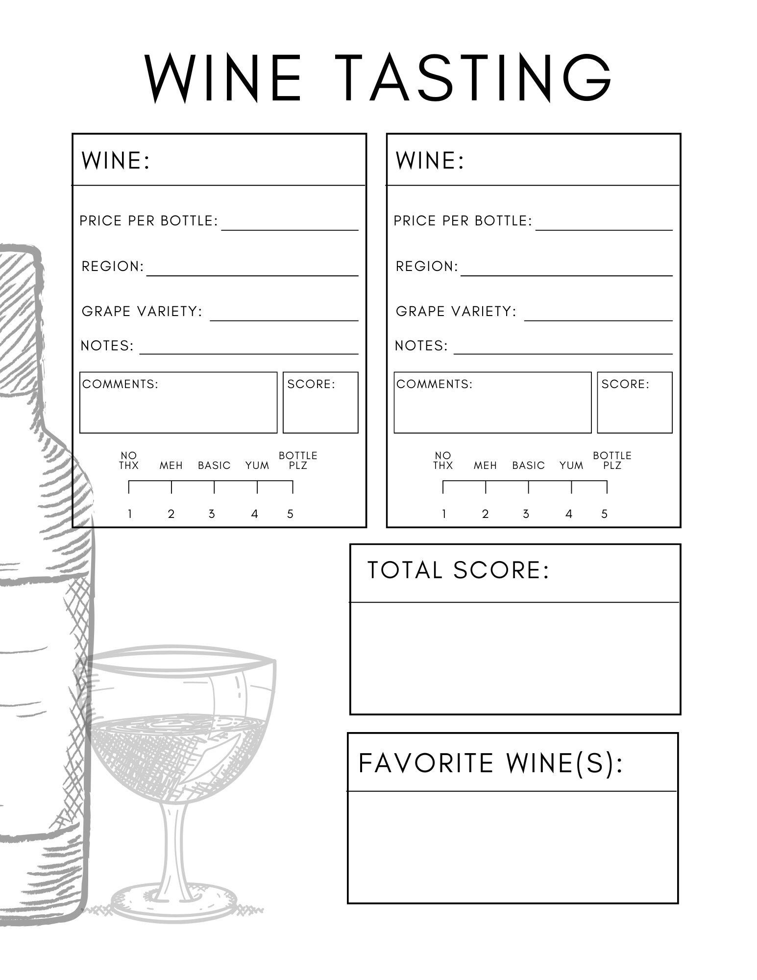 Wine Tasting Game Digital Download - Etsy