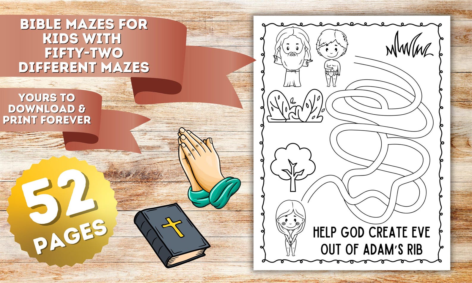 Bible Mazes for Kids Vol 2, Part1 52 Fun and Faith-filled Mazes an ...