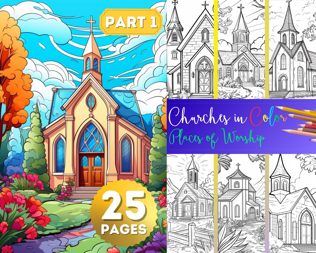 Churches in Color, Part 1, Places of Worship, 25 Gorgeous Coloring ...