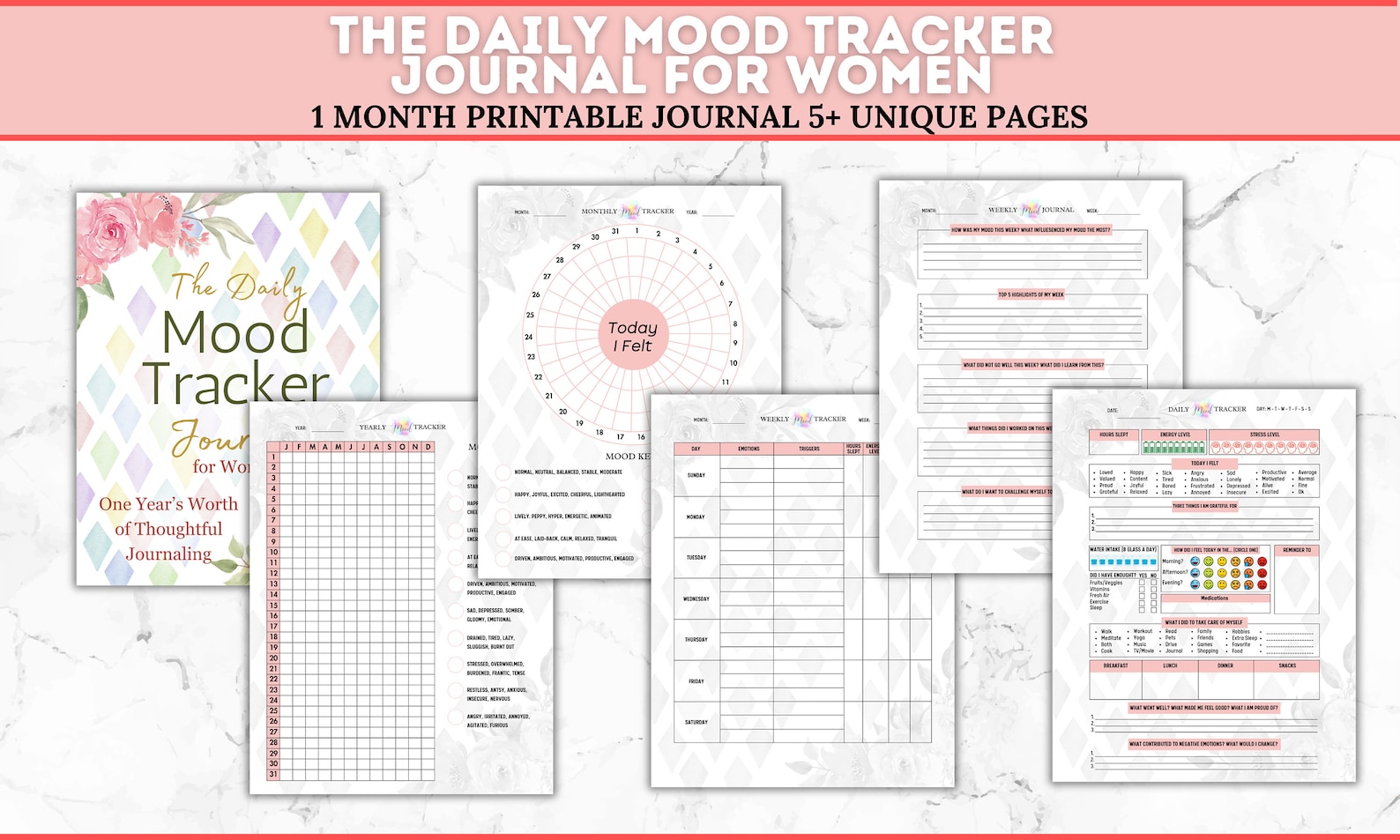 The Daily Mood Tracker Journal for Women, Explore Emotions, Reflect on ...