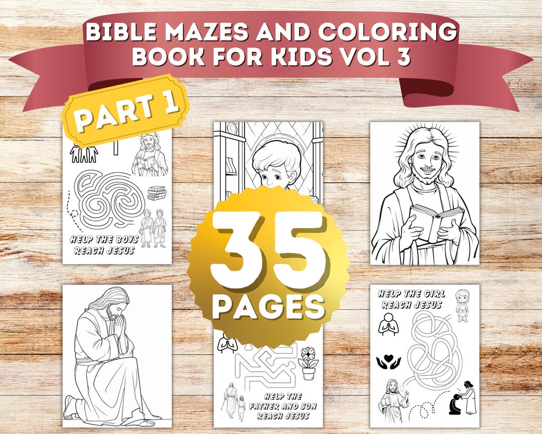 Bible Mazes for Kids and Coloring Book, Vol3, Part1, 35 Fun and Faith ...
