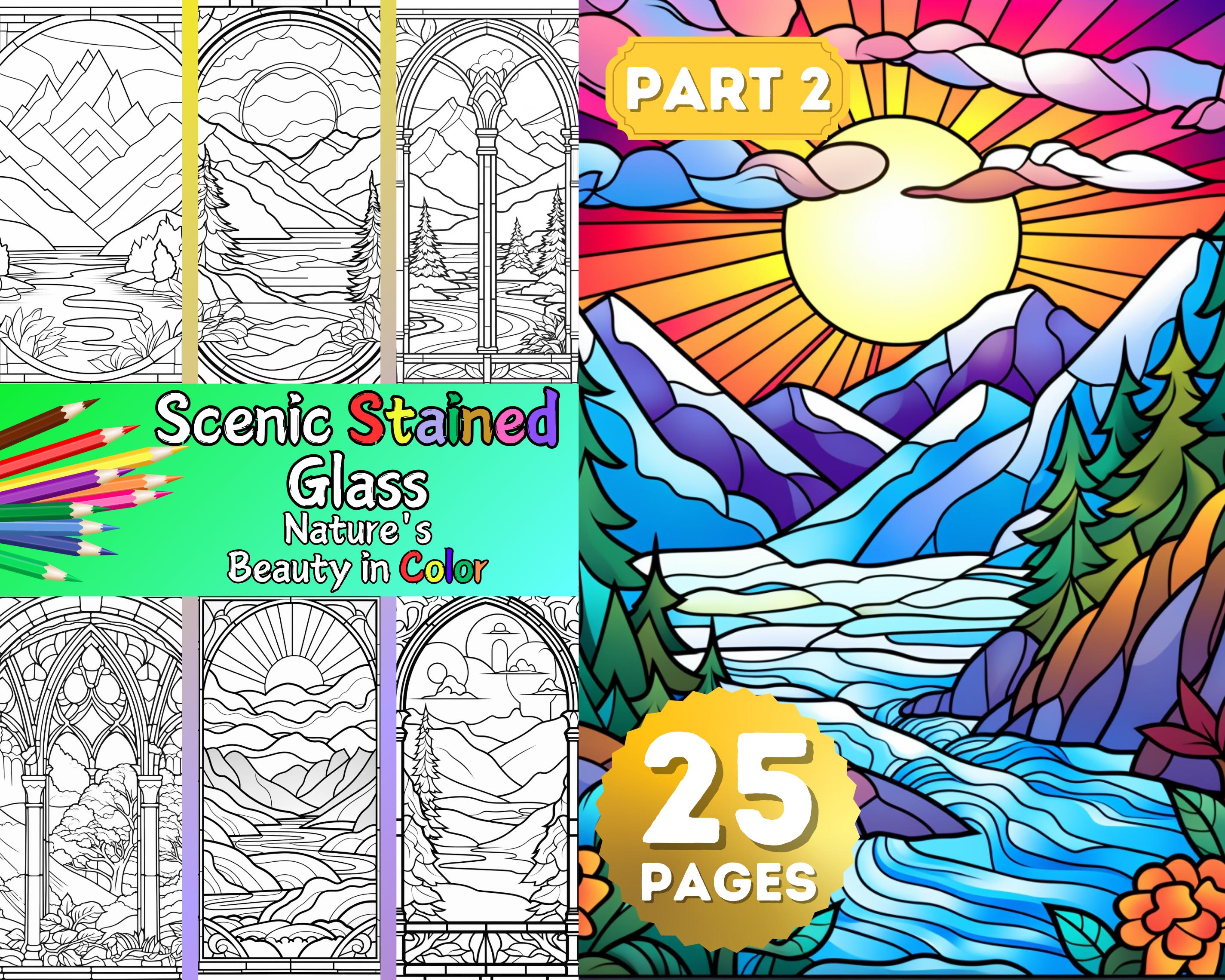 Scenic Stained Glass Part 2 Landscapes in Color 50 Nature-themed ...