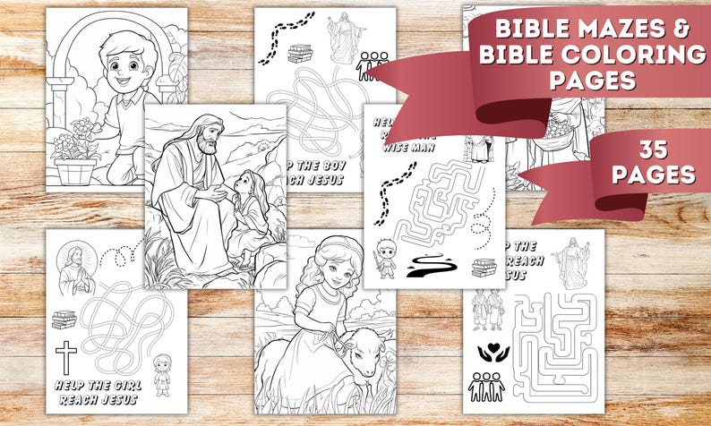 Bible Mazes for Kids and Coloring Book, Vol3, Part2, 35 Fun and Faith ...