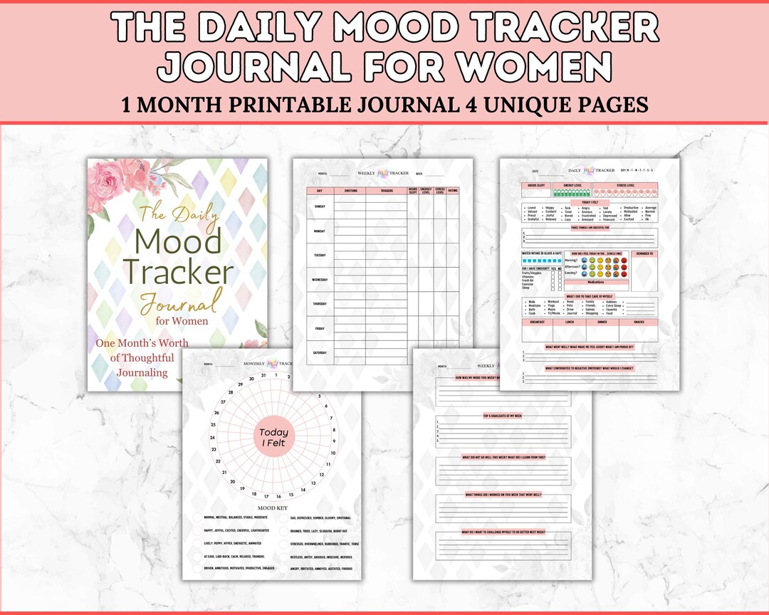 The Daily Mood Tracker Journal for Women, Explore Emotions, Reflect on ...