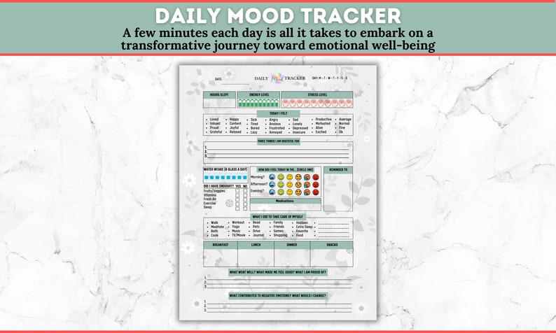 Mood Tracking Journal Explore Emotions, Reflect on Experiences, and ...