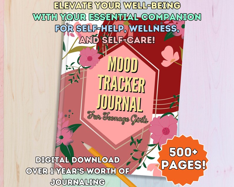 Mood Tracker Journal for Teenage Girls, Yearly, Monthly, Weekly, and ...
