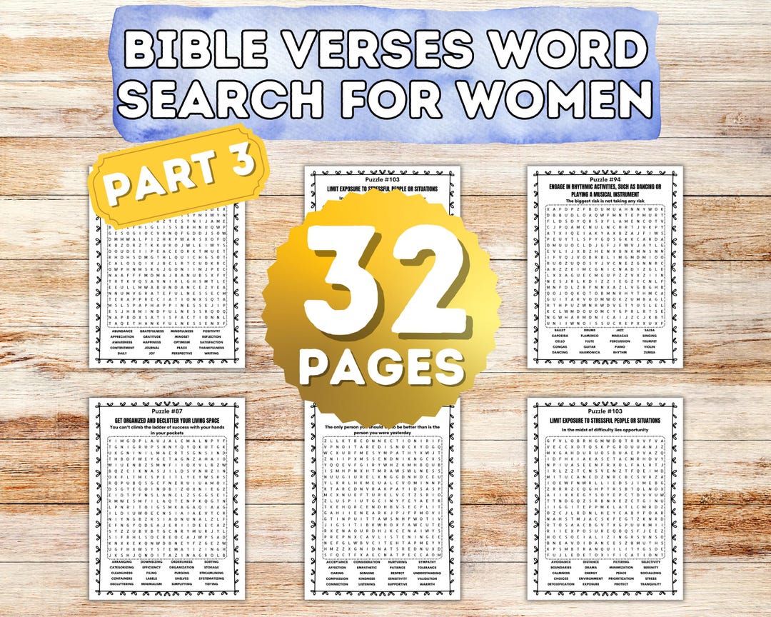 Bible Verses Word Search for Women Part 3, - 32 Fun & Inspiring Puzzles ...