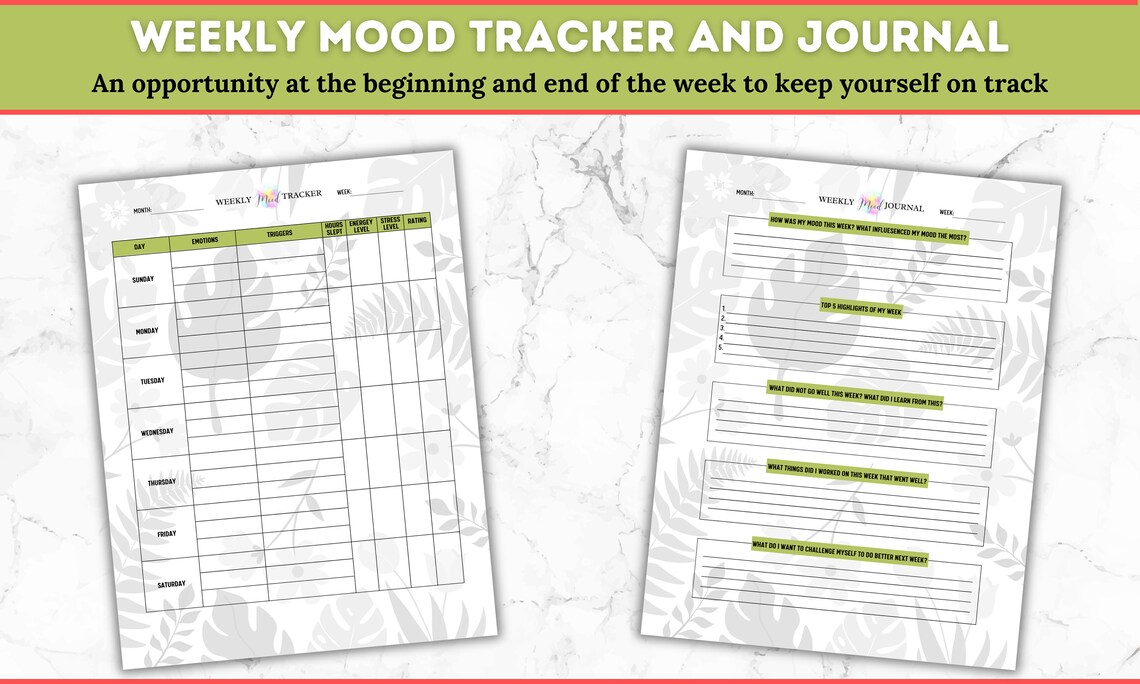 Mood Tracker Journal for Teens, Monthly, Weekly, and Daily Tracking ...