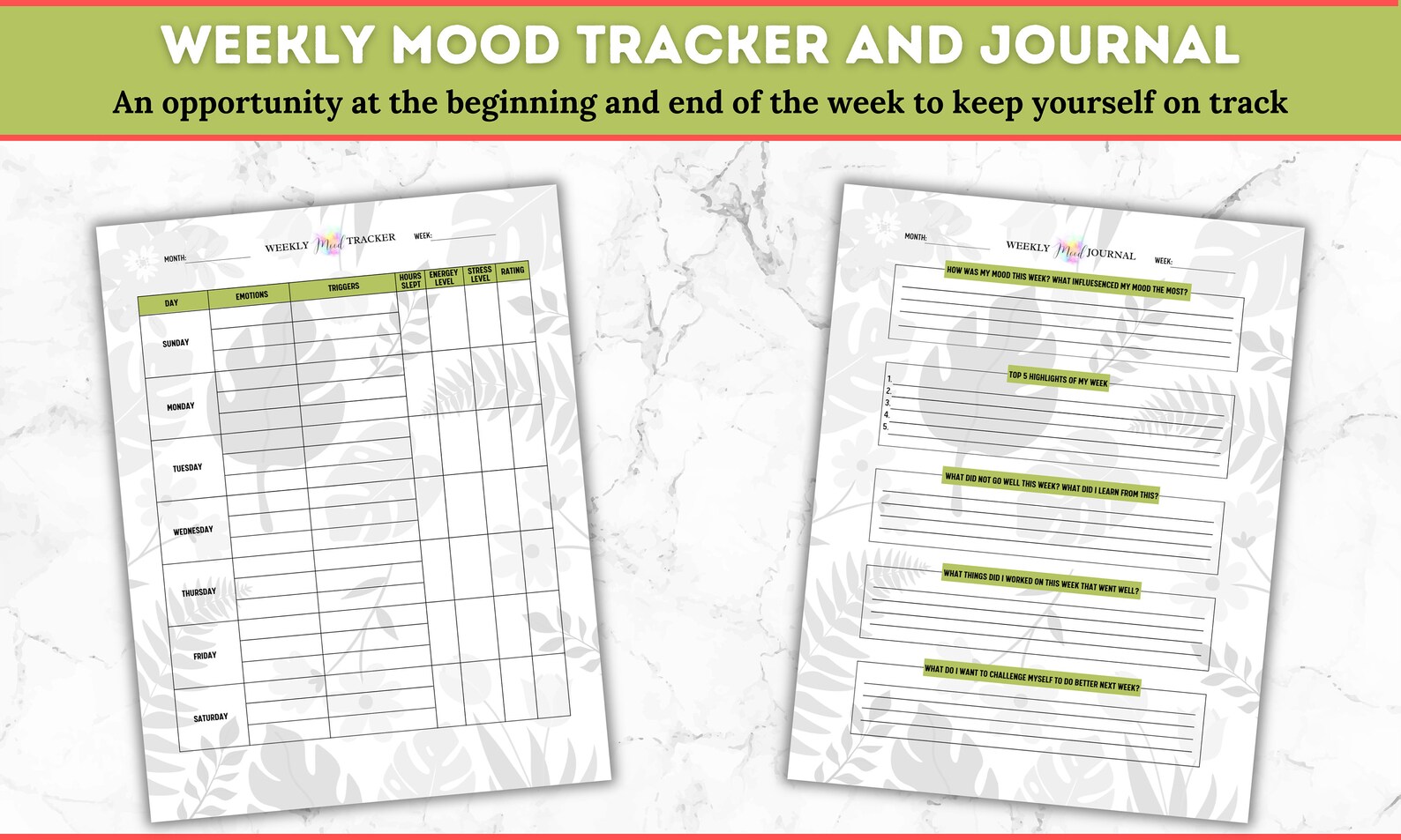 Mood Tracker Journal for Teens, Monthly, Weekly, and Daily Tracking ...