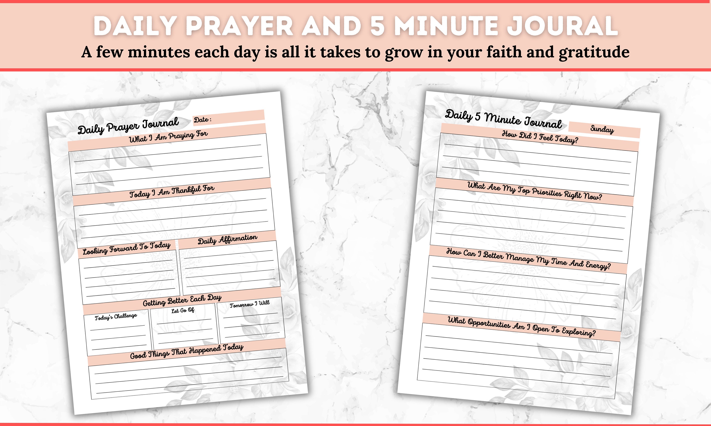 Letters to Thank God, One Month Printable Journal, 10 Unique Pages ...