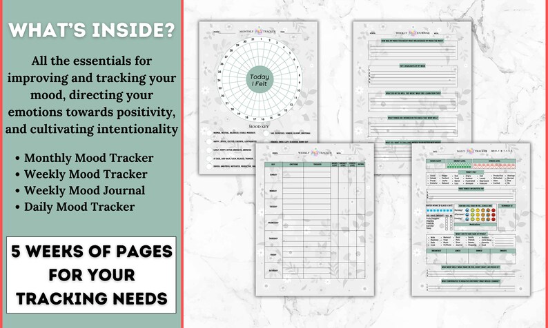 Mood Tracking Journal Explore Emotions, Reflect on Experiences, and ...