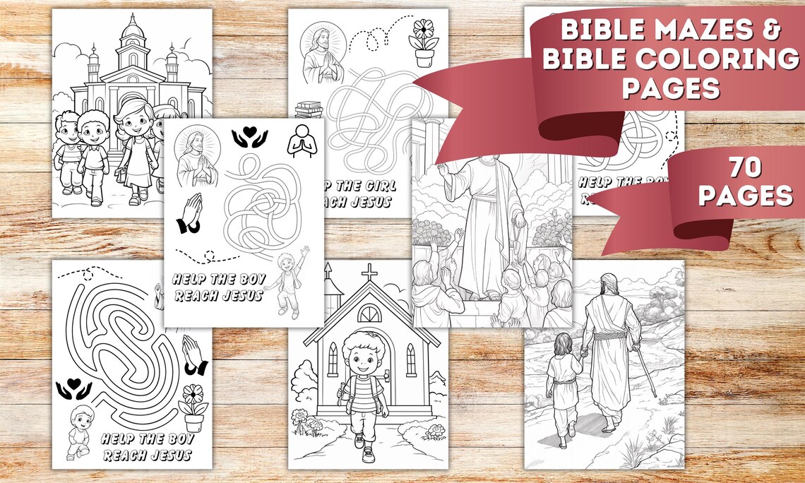 Bible Mazes for Kids and Coloring Book, Vol3, 70 Fun and Faith-filled ...