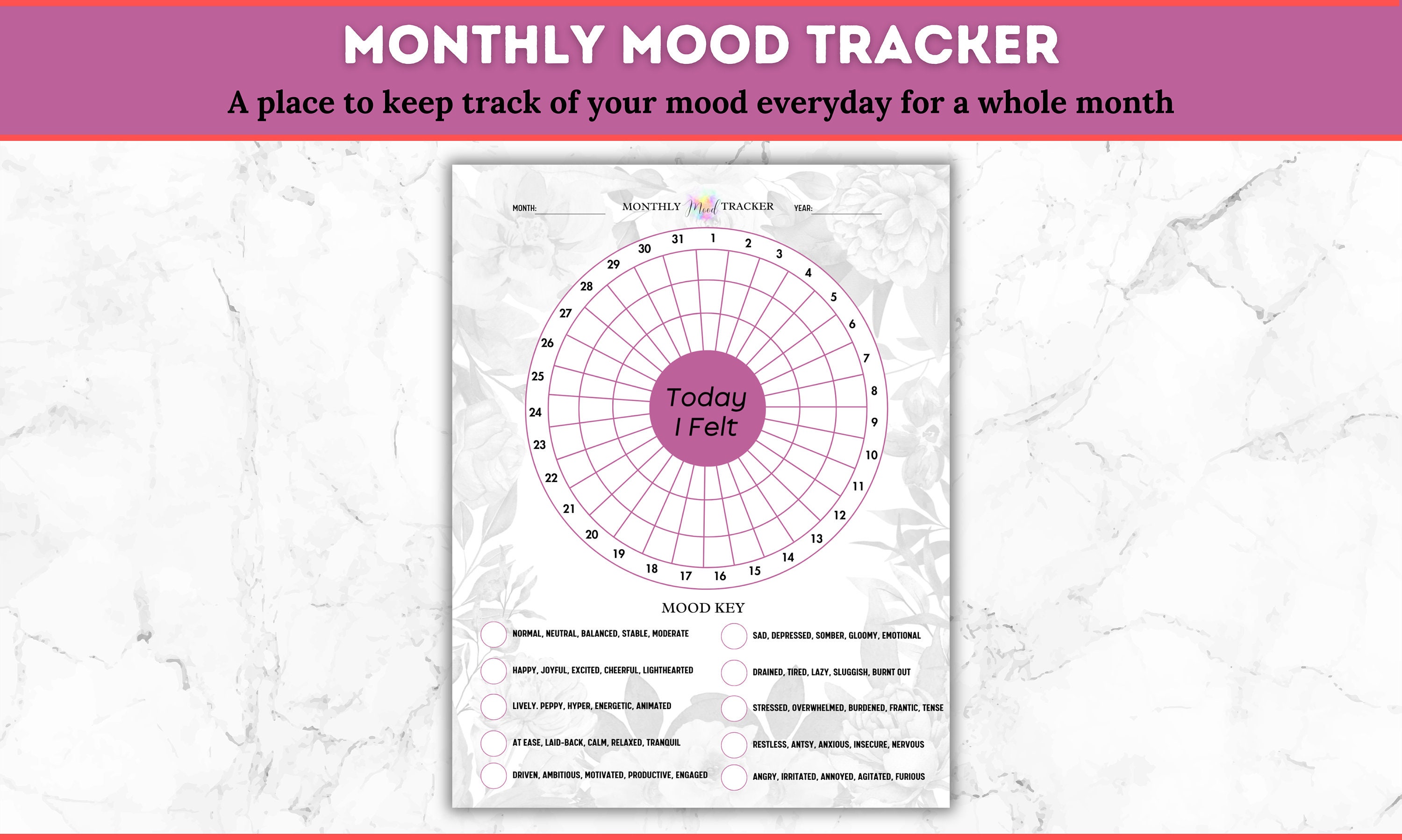 Control Your Mood for Teens, Monthly, Weekly, and Daily Tracking ...
