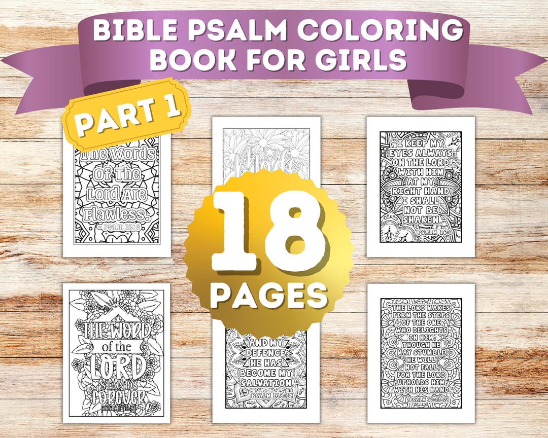 Bible Psalms Coloring Book for Girls, Part One 56 Pages of ...