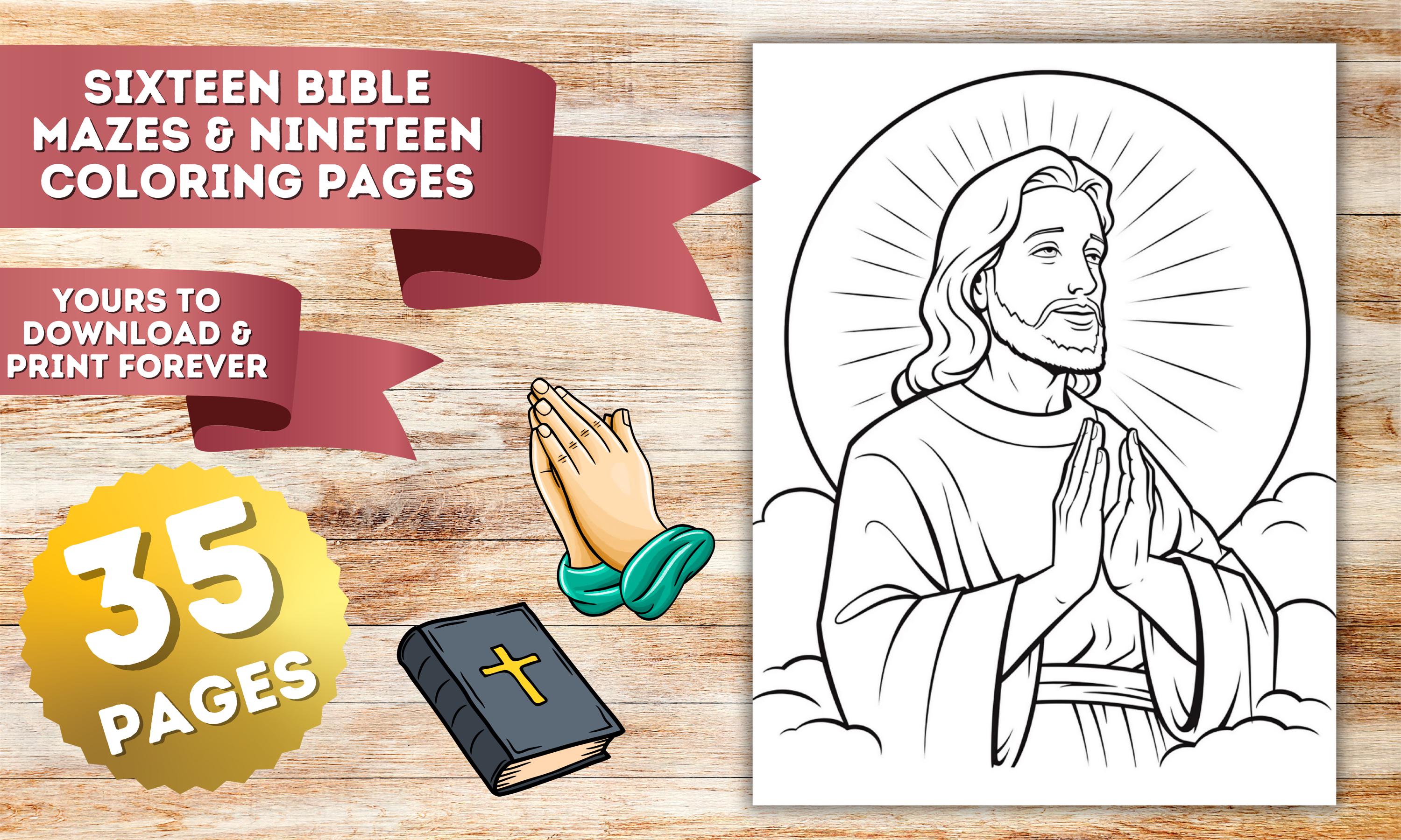 Bible Mazes for Kids and Coloring Book, Vol3, Part1, 35 Fun and Faith ...