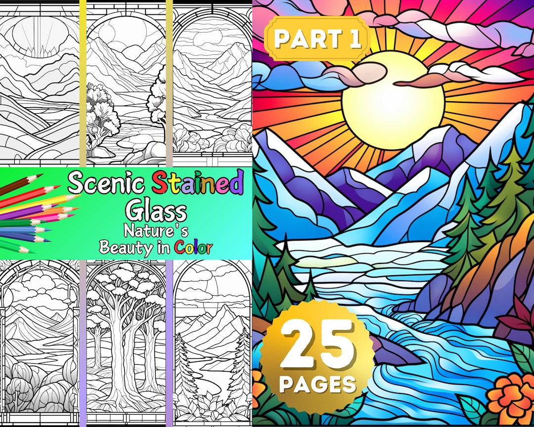 Scenic Stained Glass Part 1, Landscapes in Color 50 Nature-themed ...
