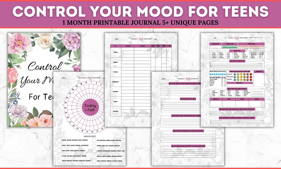 Control Your Mood for Teens, Monthly, Weekly, and Daily Tracking ...