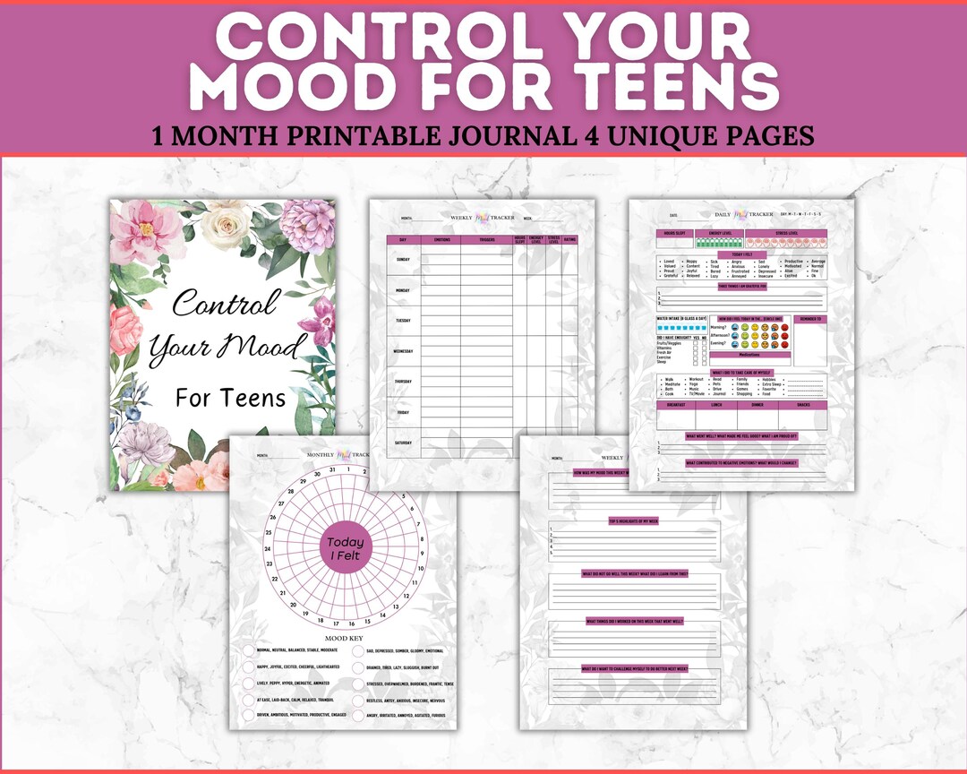 Control Your Mood for Teens, Monthly, Weekly, and Daily Tracking ...