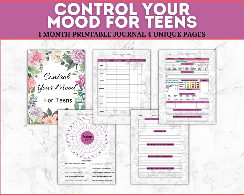 Control Your Mood for Teens, Monthly, Weekly, and Daily Tracking ...