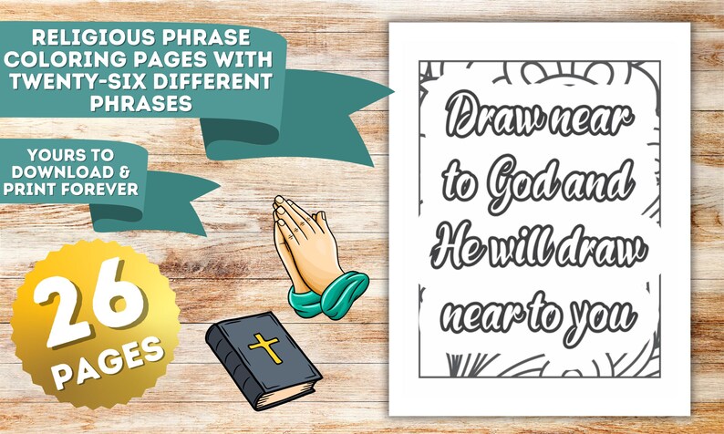 Religious Phrase Coloring Book for Girls Part Two 56 Pages of ...