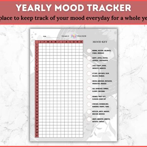 Mood Tracker Journal for Teenage Girls, Yearly, Monthly, Weekly, and ...