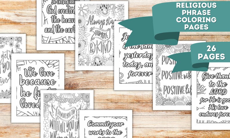 Religious Phrase Coloring Book for Girls Part Two 56 Pages of ...