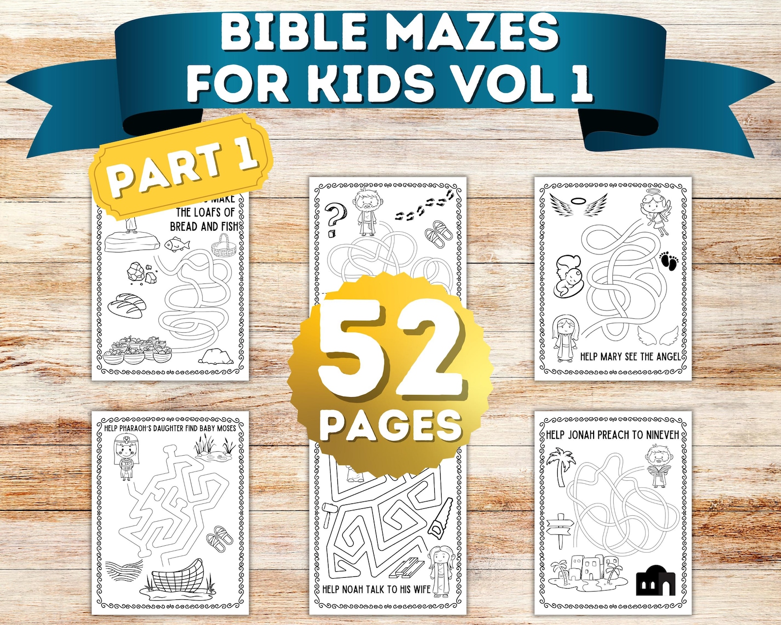 Bible Mazes for Kids, Vol 1, Part1, Over 50 Fun and Faith-filled Mazes ...
