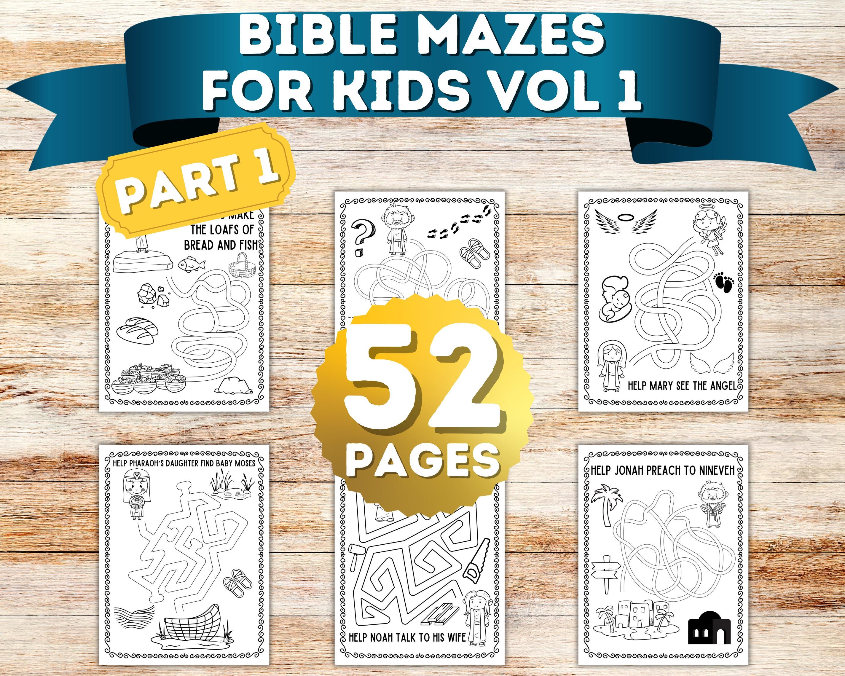 Bible Mazes for Kids, Vol 1, Part1, Over 50 Fun and Faith-filled Mazes to Entertain and Inspire ...
