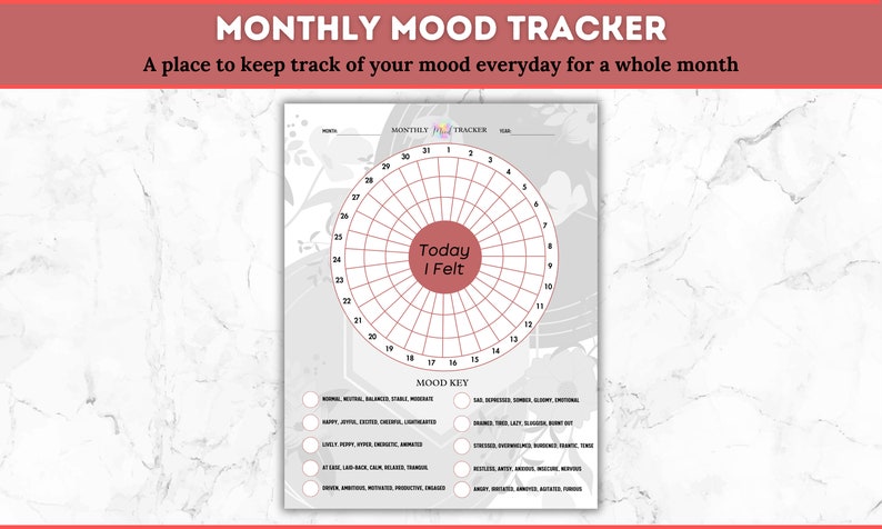 Mood Tracker Journal for Teenage Girls, Monthly, Weekly, and Daily ...