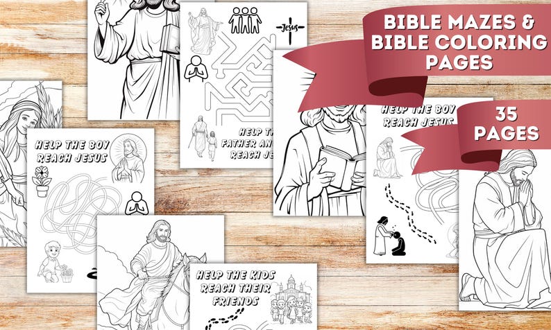 Bible Mazes for Kids and Coloring Book, Vol3, Part1, 35 Fun and Faith ...