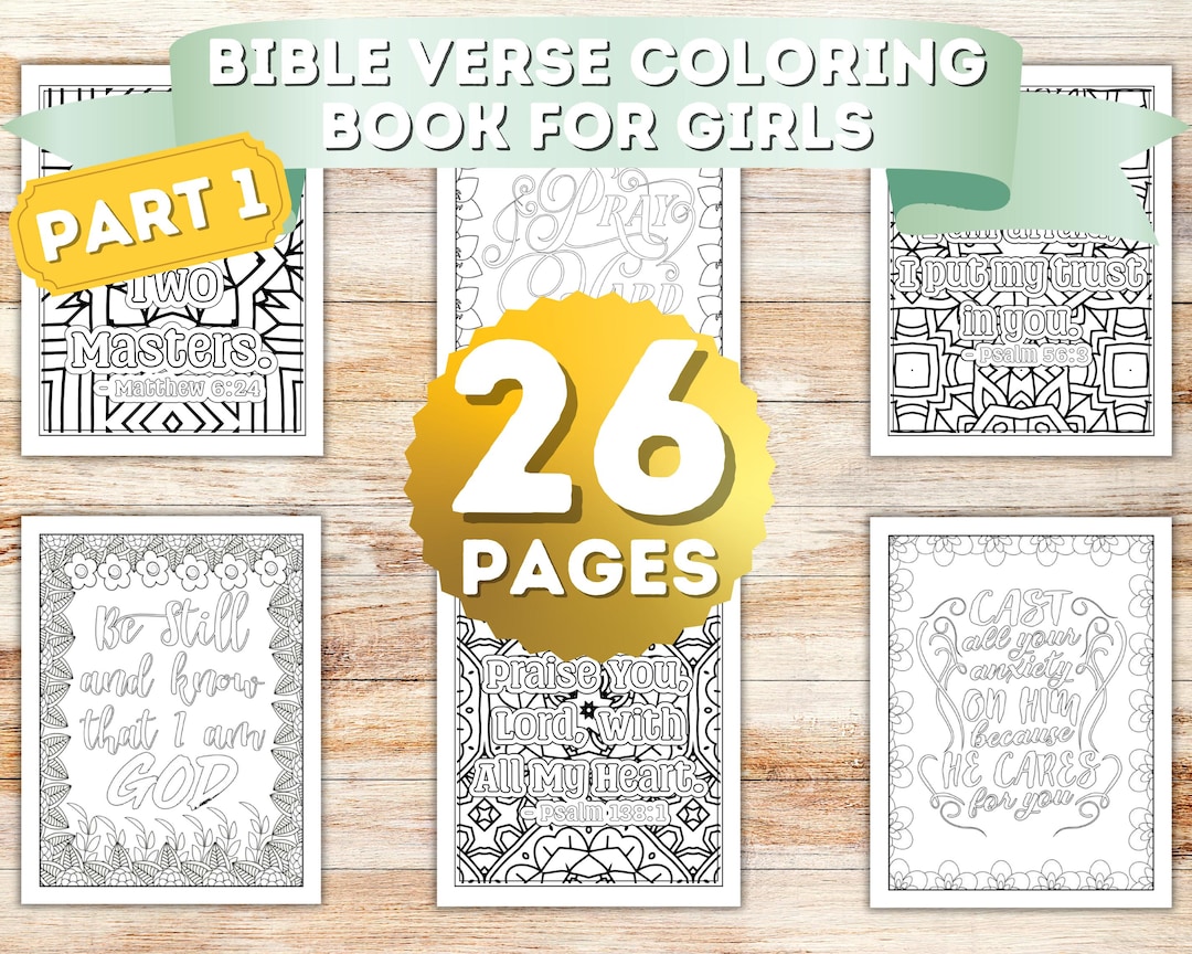 Bible Verse Coloring Book for Girls, Part One, 56 Pages of ...