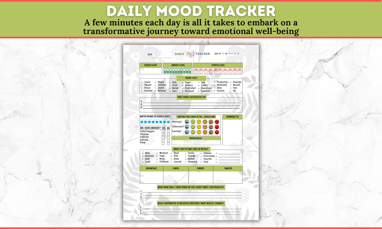 Mood Tracker Journal for Teens, Monthly, Weekly, and Daily Tracking ...