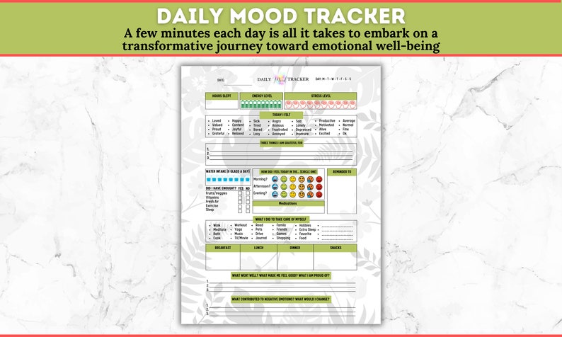 Mood Tracker Journal for Teens, Monthly, Weekly, and Daily Tracking ...