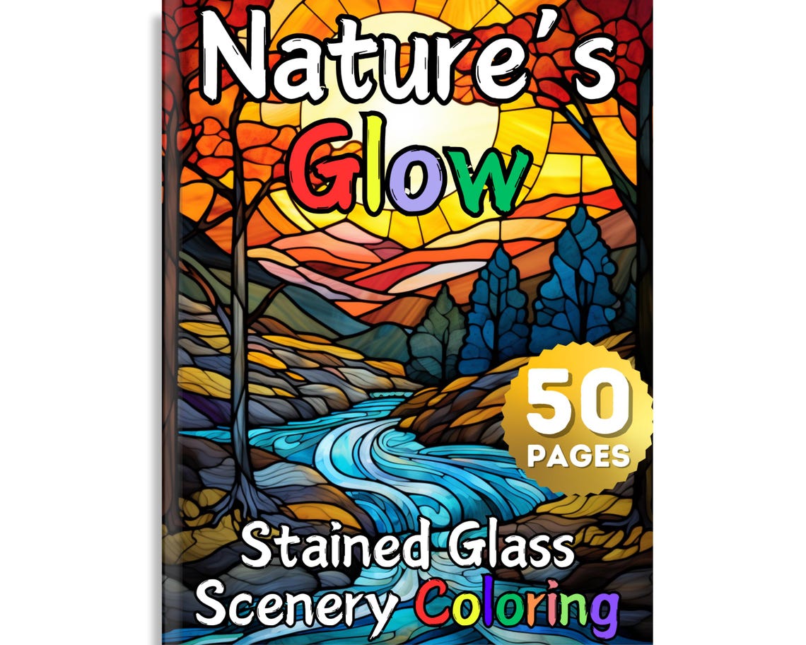 Nature’s Glow: 50 Beautiful Stained Glass Scenery Coloring Pages ...