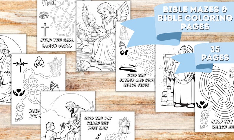 Bible Mazes for Kids and Coloring Book, Vol3, Part2, 35 Fun and Faith ...