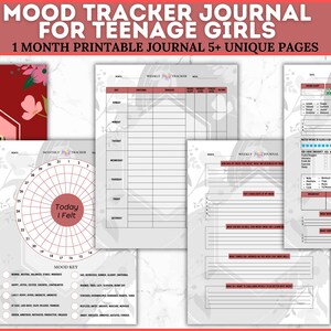 Mood Tracker Journal for Teenage Girls, Yearly, Monthly, Weekly, and ...